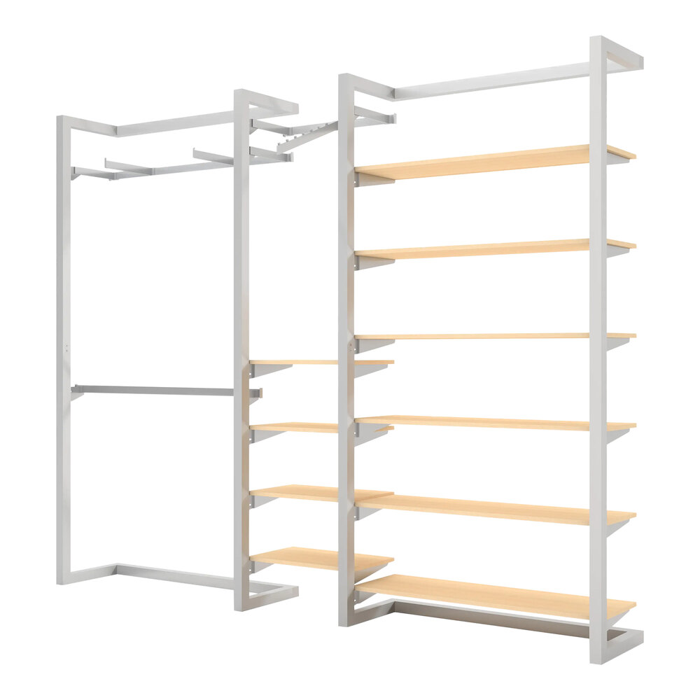 Econoco Alta 122" x 16" x 96" Satin Chrome Wall-Mount Retail Display ...