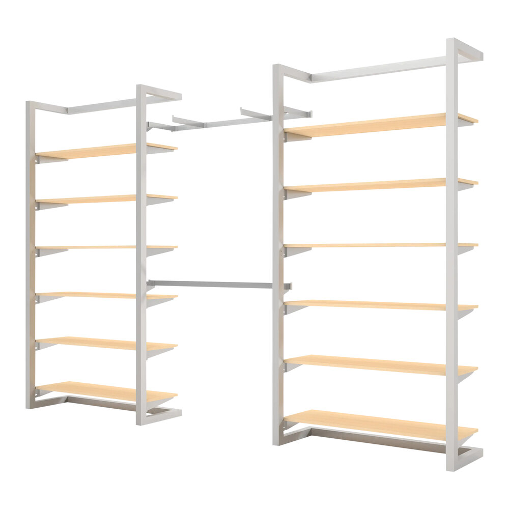 Econoco Alta 122" x 16" x 96" Satin Chrome Wall-Mount Retail Display ...