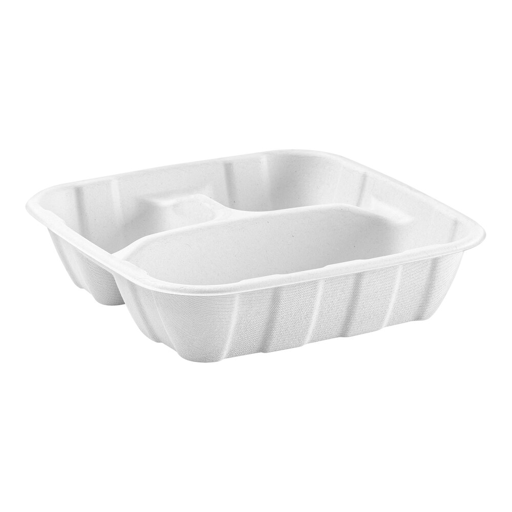 Stalk Market 30 fl. oz. 3-Compartment Compostable White Fiber Container ...