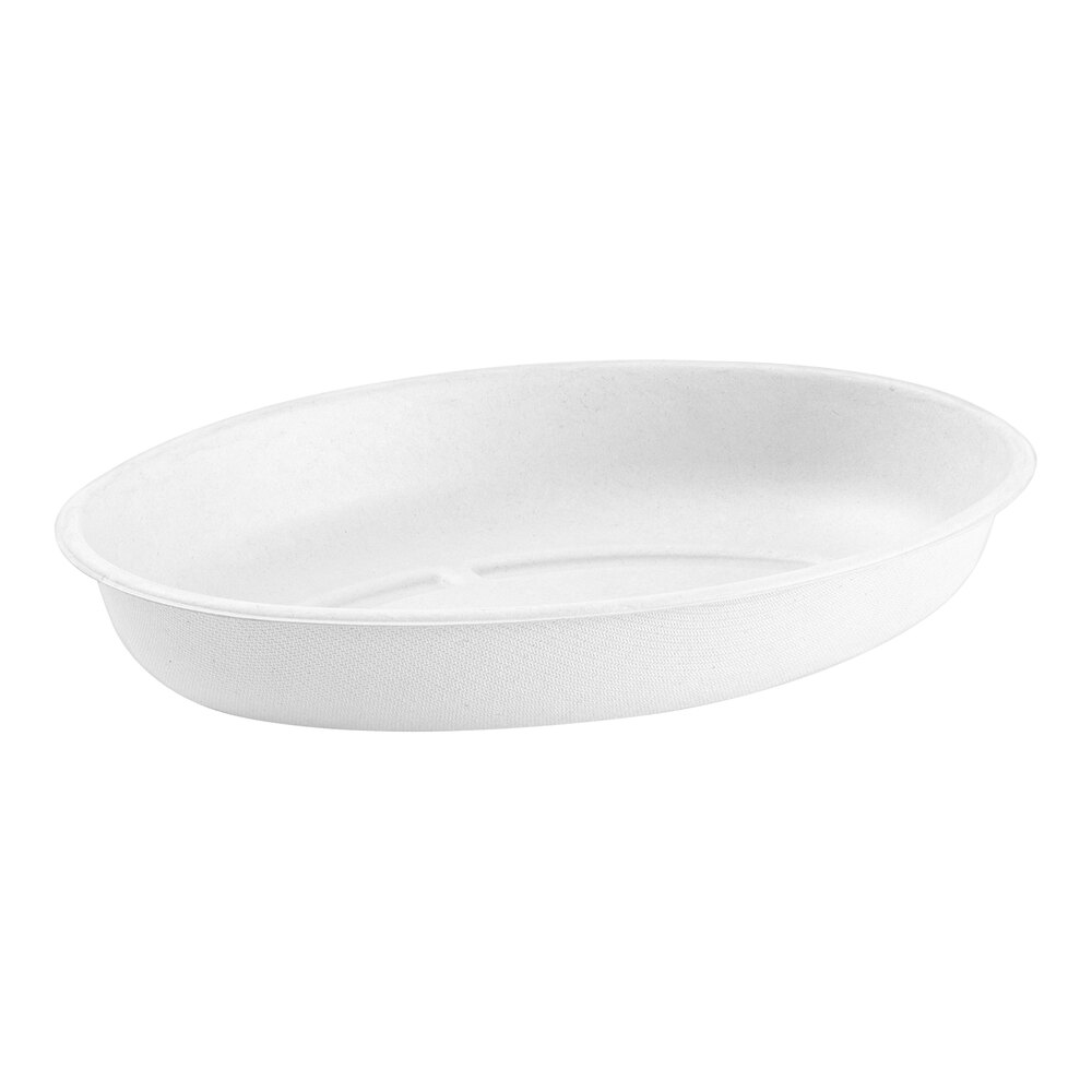 Stalk Market 32 oz. Oval Compostable White Fiber Container - 200/Case