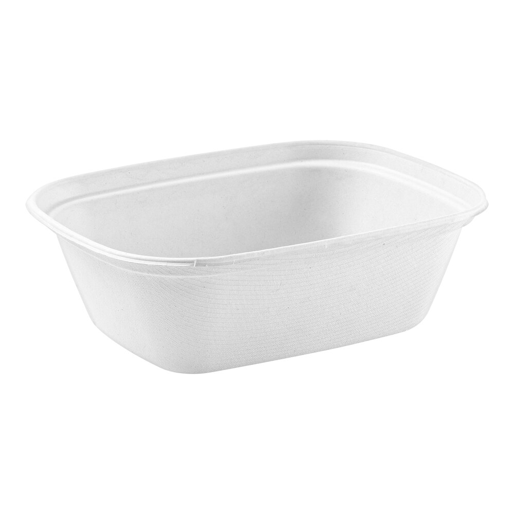 Stalk Market 48 oz. Rectangular Compostable White Fiber Container - 200 ...