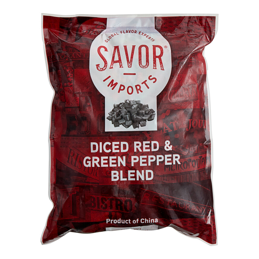 Savor Imports IQF Red and Green Diced Peppers 2 lb. - 6/Case