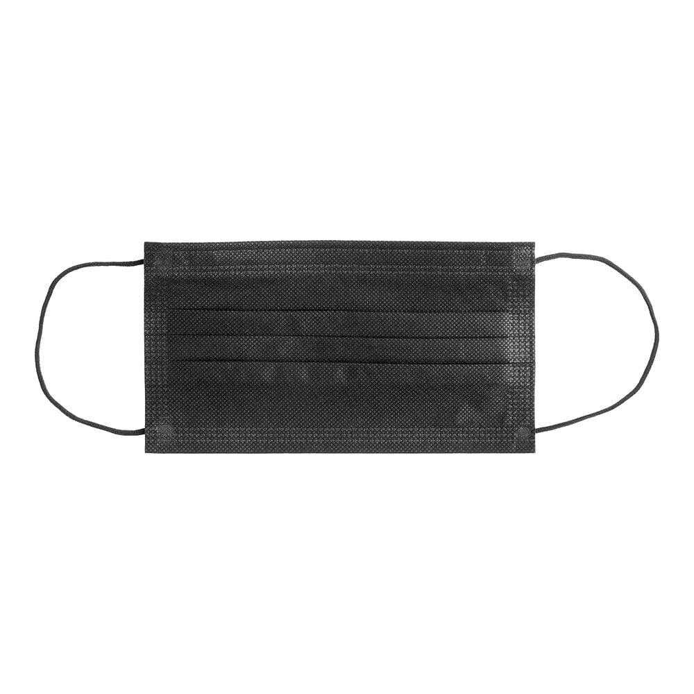 Lavex 3-Ply Black Disposable Polyethylene Protective Face Mask - 2,000/Case