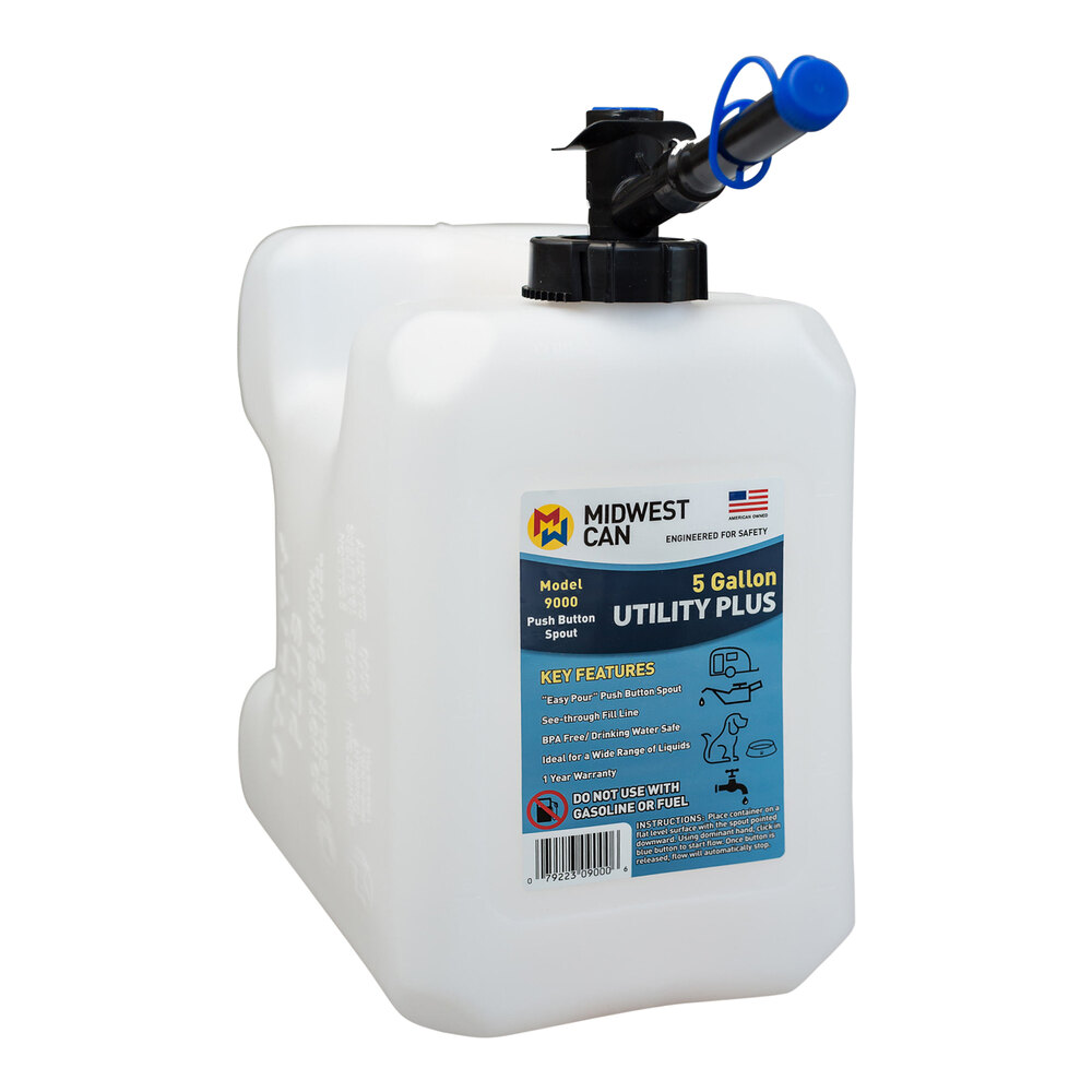 Midwest Can 5 Gallon Utility Plus Translucent HDPE Jug 9000