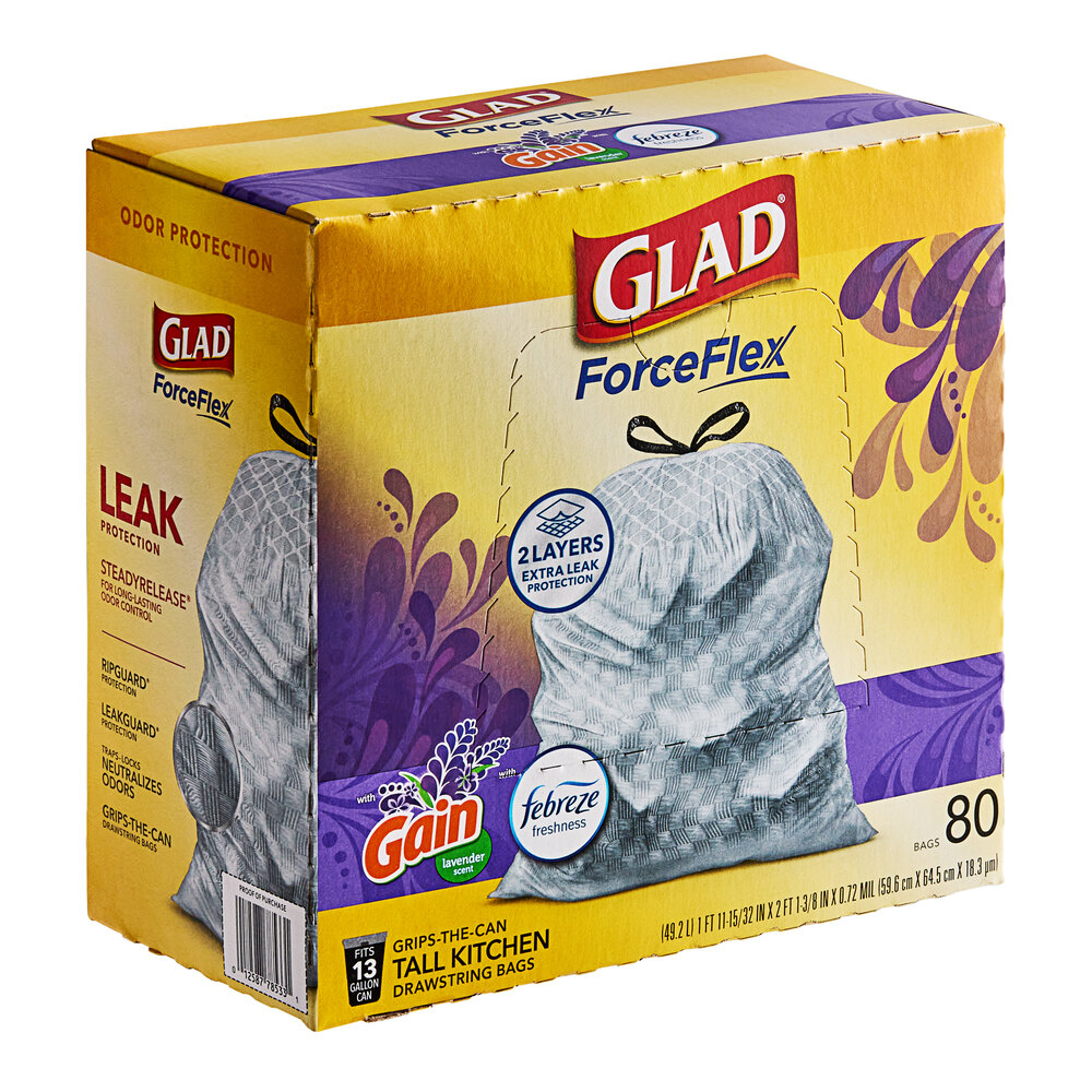 Glad® ForceFlex CLO78902 13 Gallon 0.72 Mil 24" x 27 3/8" Low-Density ...