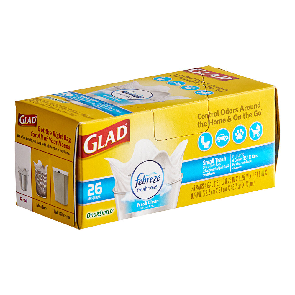 Glad® Quick-Tie CLO78812 4 Gallon 0.5 Mil 8" x 18" Low-Density Standard ...