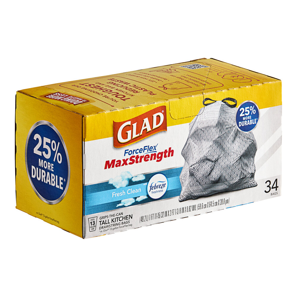 Glad® ForceFlex MaxStrength CLO70320 13 Gallon 0.82 Mil 24" x 28" Low ...