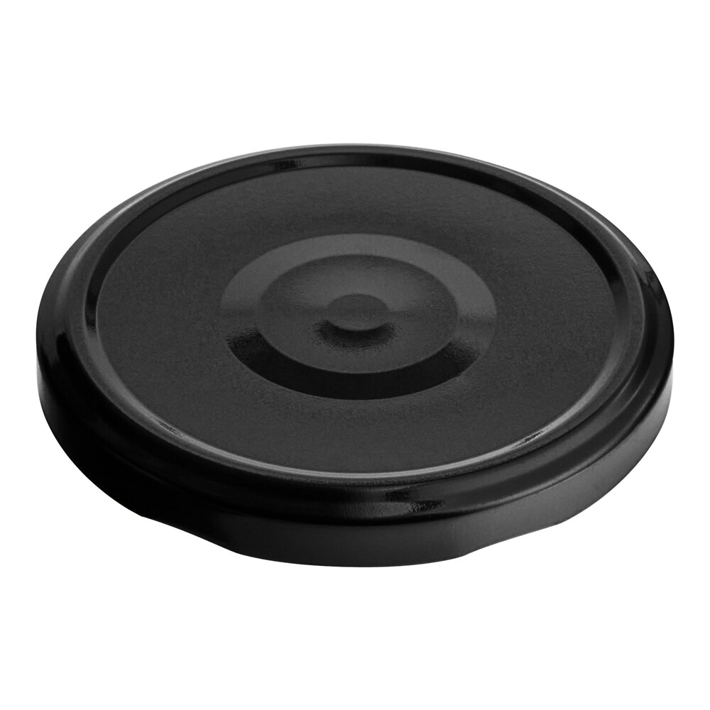 82 Lug Black Metal Lid with Plastisol Liner - 100/Pack