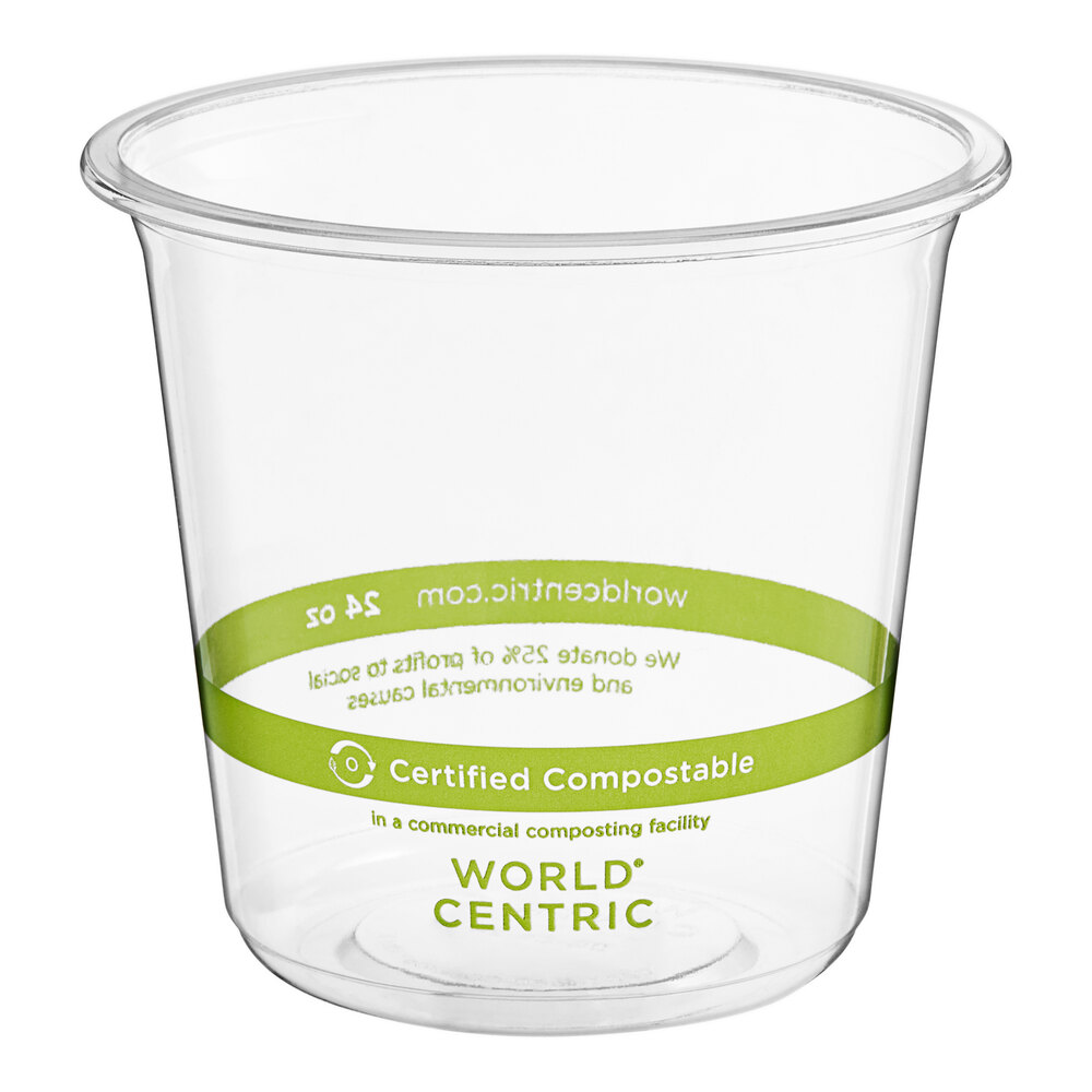 World Centric 24 oz. Compostable Clear PLA Deli Container - 500/Case