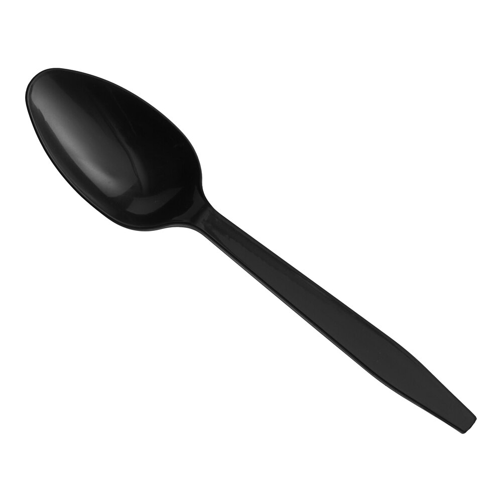 Choice Black Heavy Weight Polypropylene Plastic Teaspoon - 100/Pack