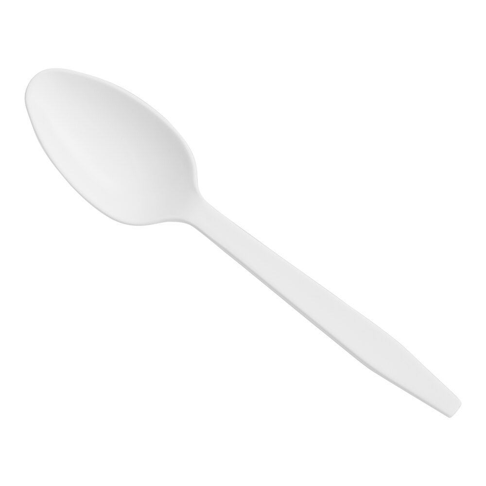 Choice White Heavy Weight Polypropylene Plastic Teaspoon - 100/Pack