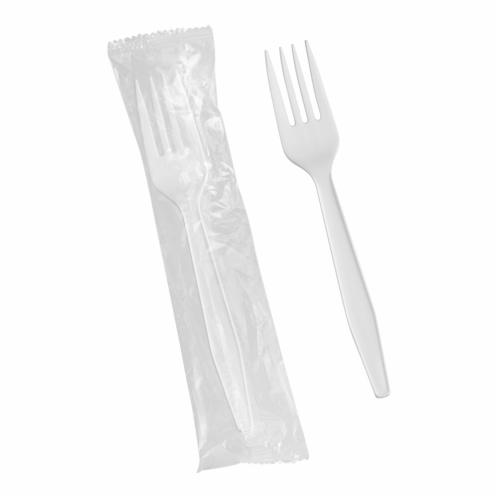 Choice White Heavy Weight Wrapped Polypropylene Plastic Fork - 1,000/Case