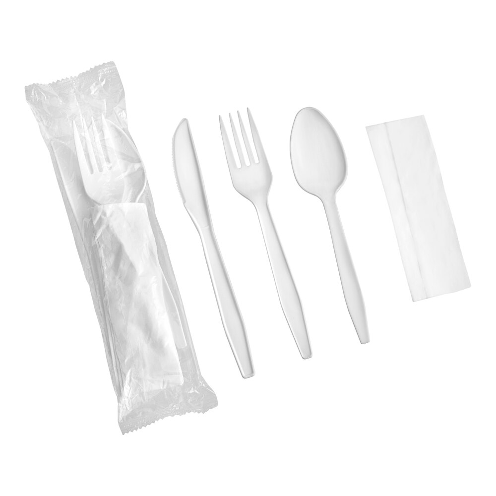 Choice White Heavy Weight Polypropylene Plastic Cutlery Pack with ...