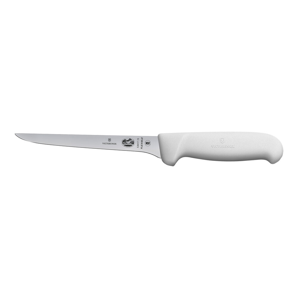 Victorinox 6" Narrow Flexible Boning Knife with White Fibrox Handle 5. ...
