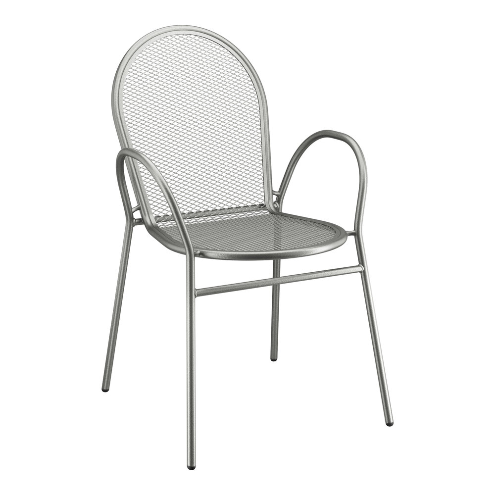 Lancaster Table & Seating Harbor Gray Steel Mesh Outdoor Arm Chair