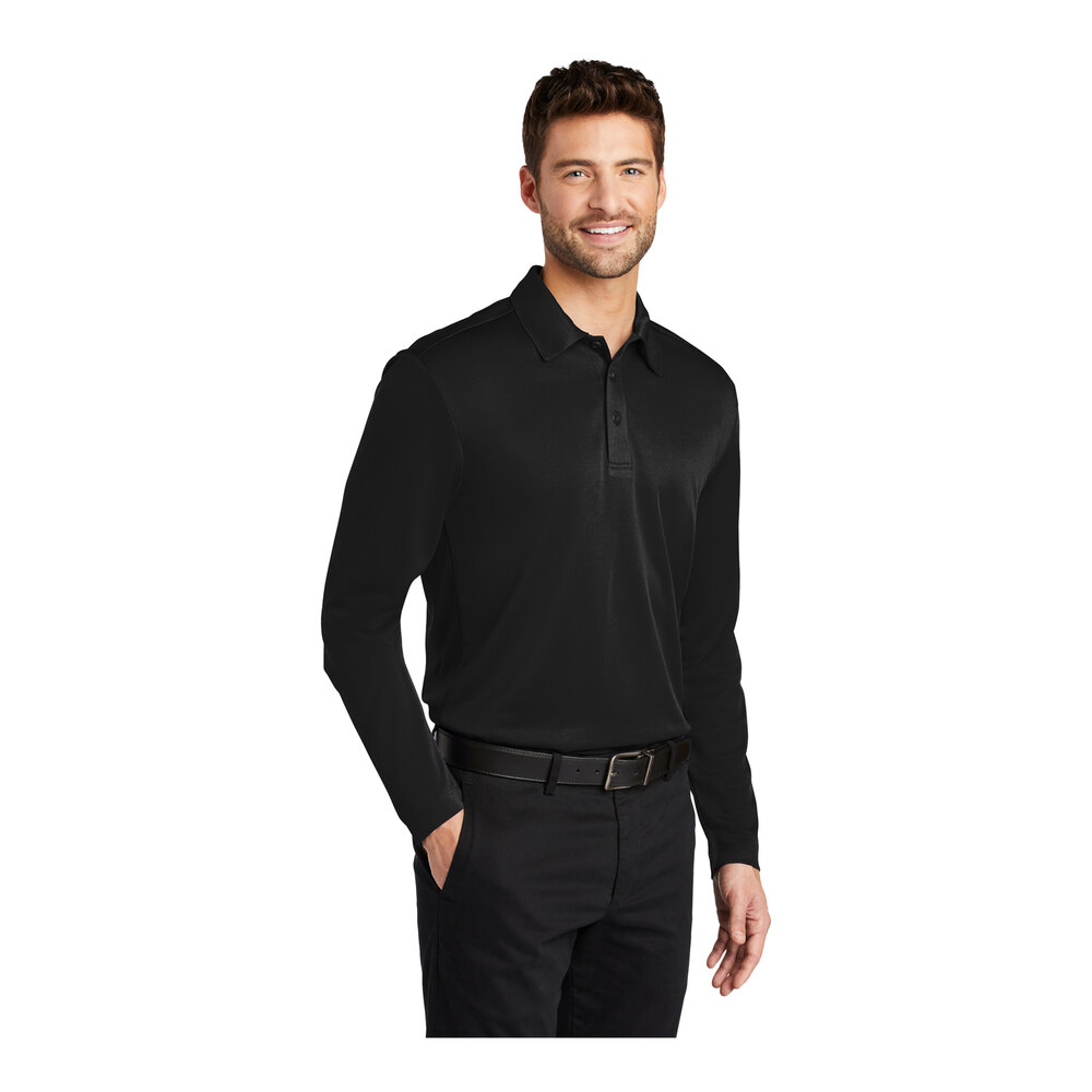 Port Authority K540LS Unisex Customizable Black Long Sleeve Moisture ...