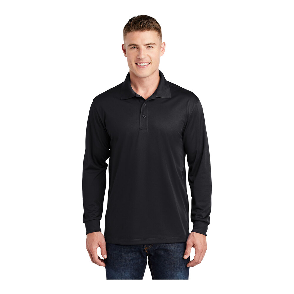 Sport-Tek ST657 Unisex Customizable Black Long Sleeve Moisture-Wicking ...