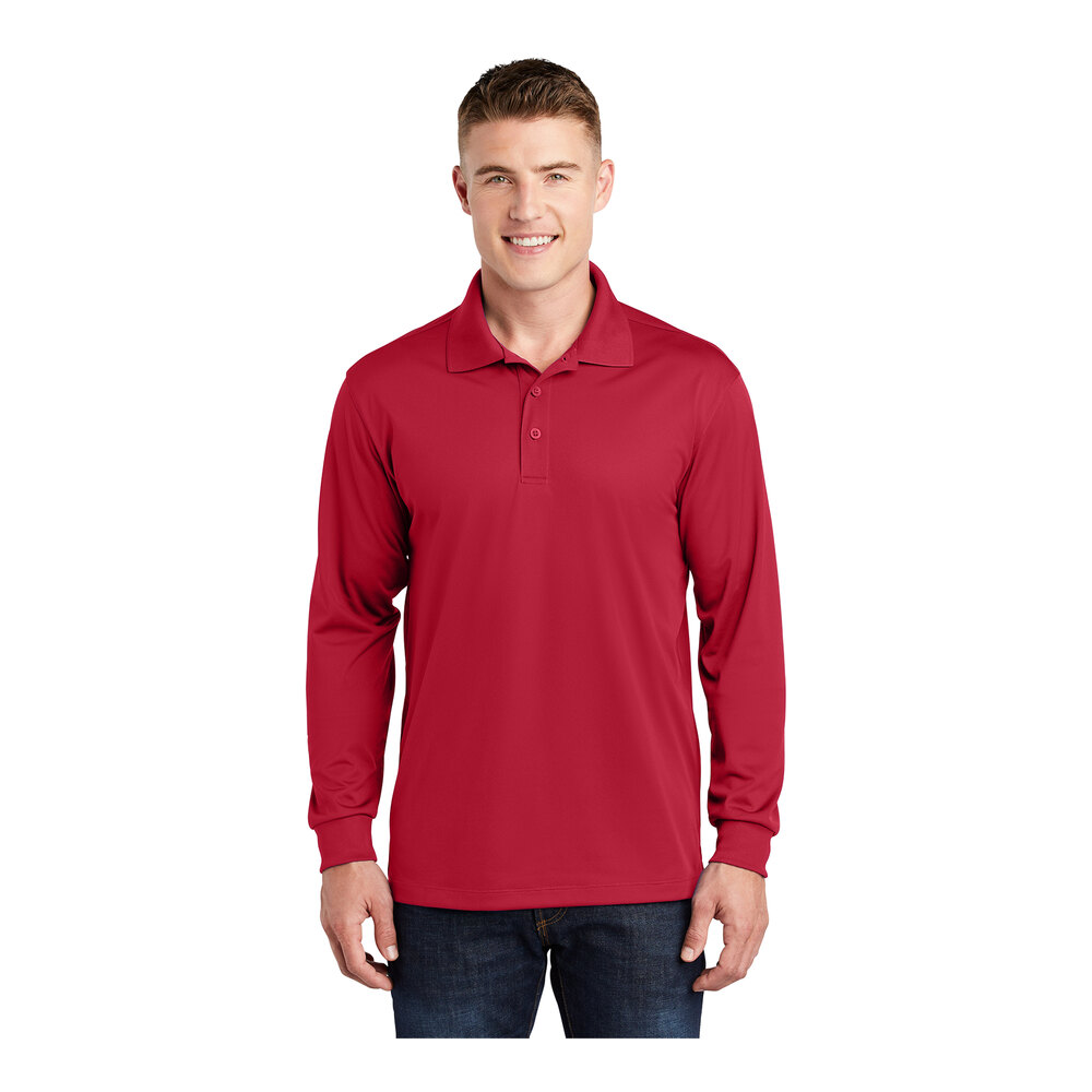 Sport-Tek ST657 Unisex Customizable Deep Red Long Sleeve Moisture ...
