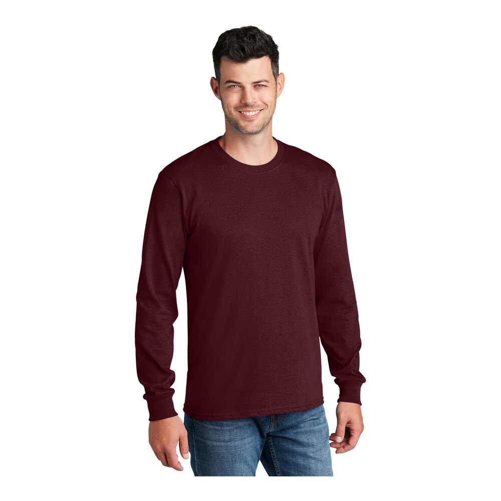 Port & Company PC54LS Unisex Customizable Athletic Maroon Long Sleeve T ...