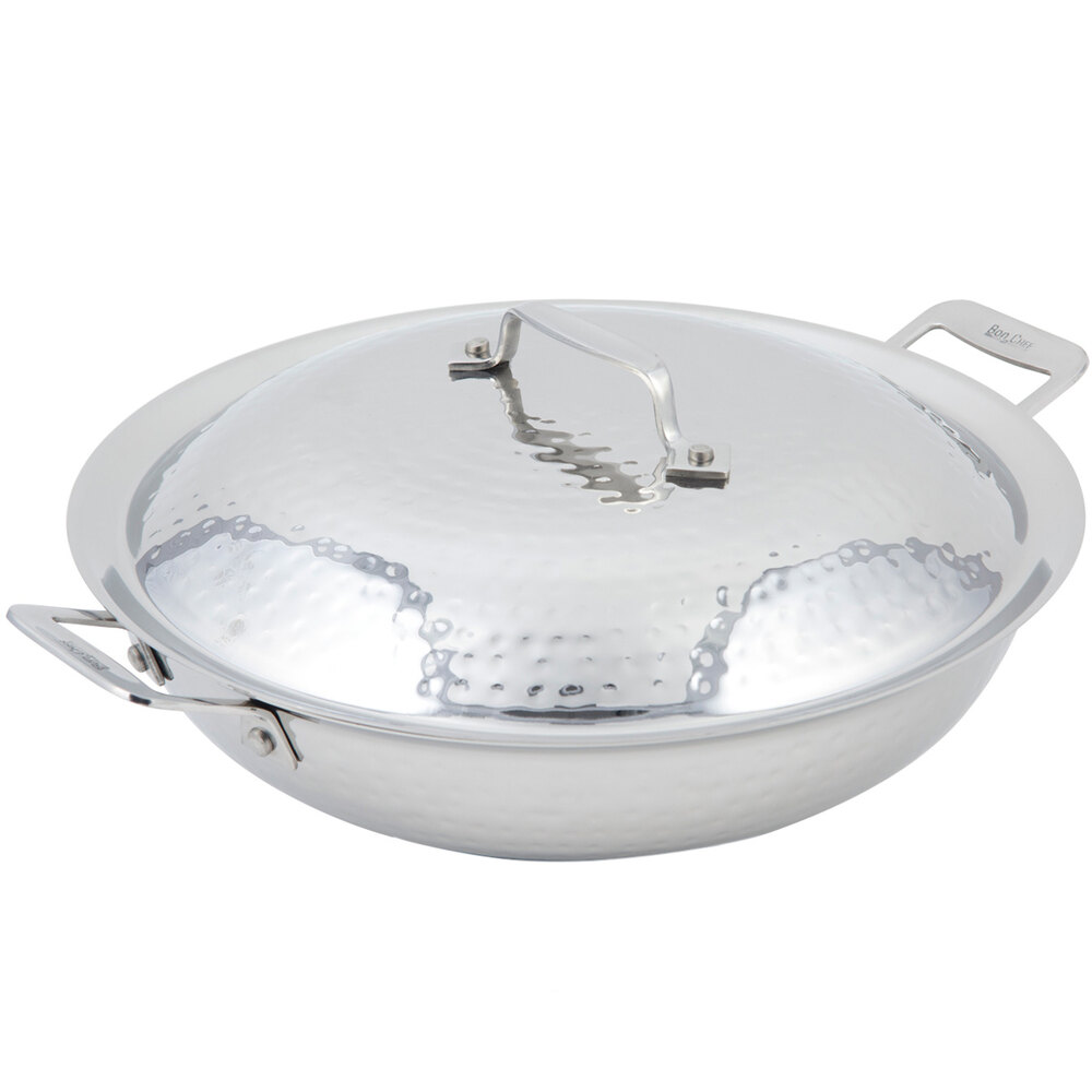 Bon Chef 60015HF Cucina 12" Hammered Finish Stainless Steel Chef's Pan ...