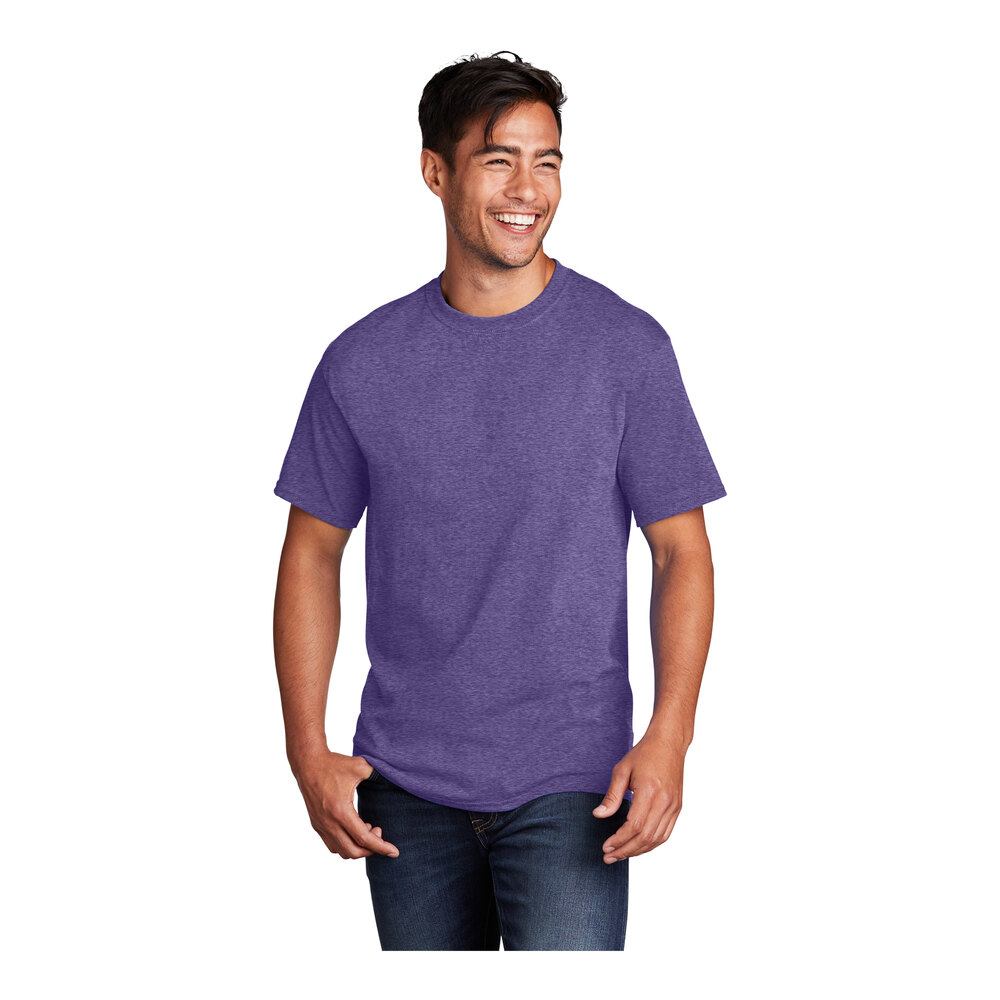 Port & Company PC54 Unisex Customizable Heather Purple Short Sleeve T ...