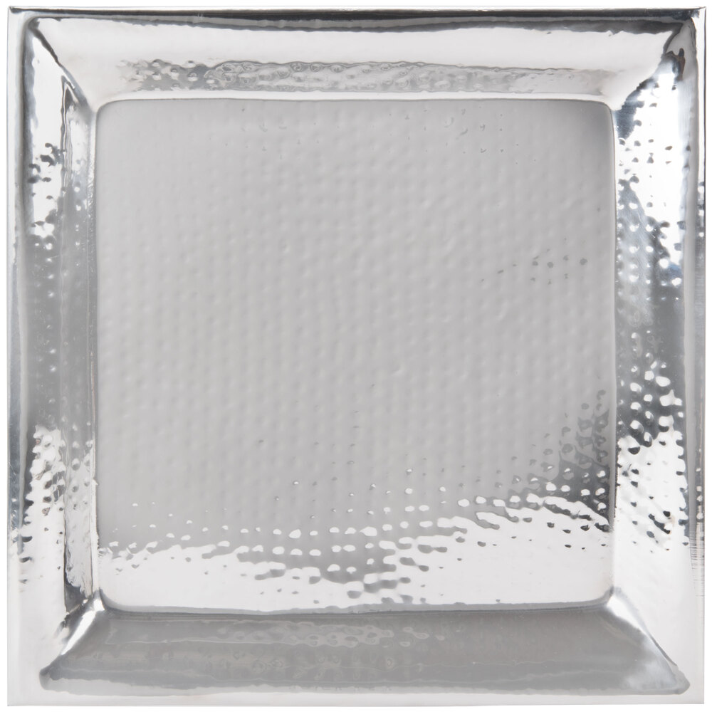 American Metalcraft HMSQ18 18" Square Hammered Stainless Steel Tray