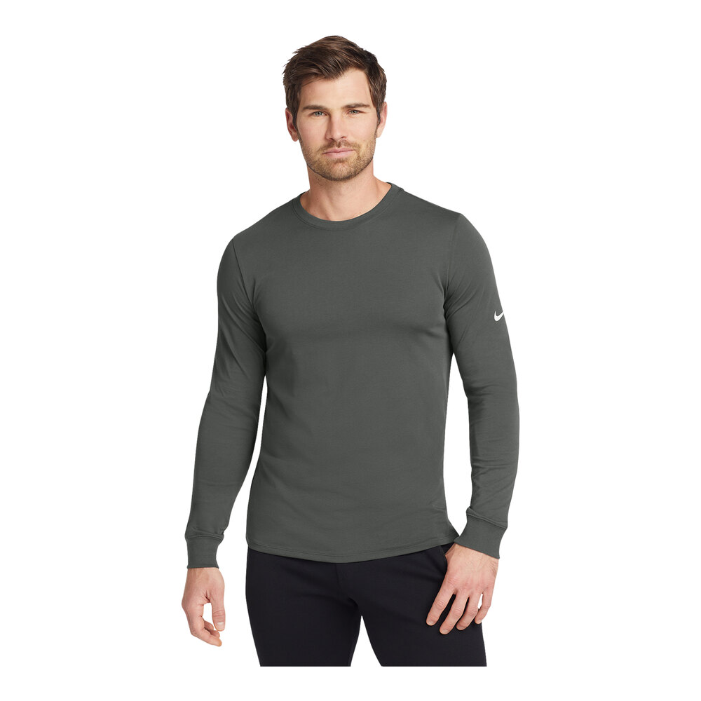 Nike NKBQ5230 Dri-FIT Unisex Customizable Anthracite Long Sleeve ...