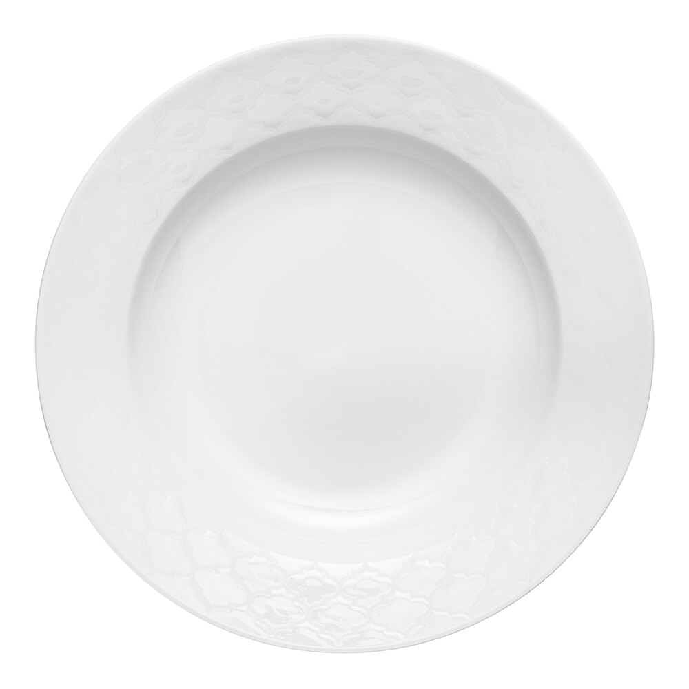 Libbey Samira 11 3/4" White Wide Rim Porcelain Plate - 12/Case