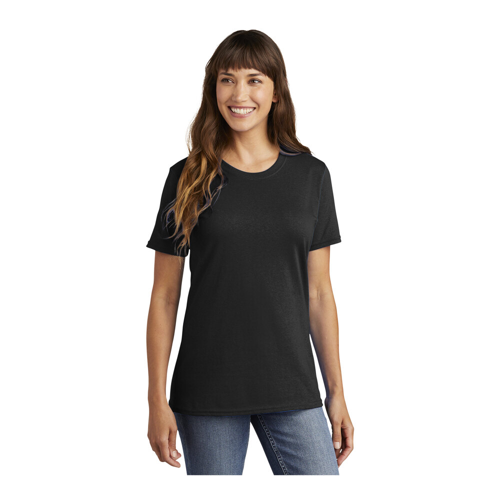 Port & Company LPC54 Women's Customizable Jet Black Short Sleeve T ...