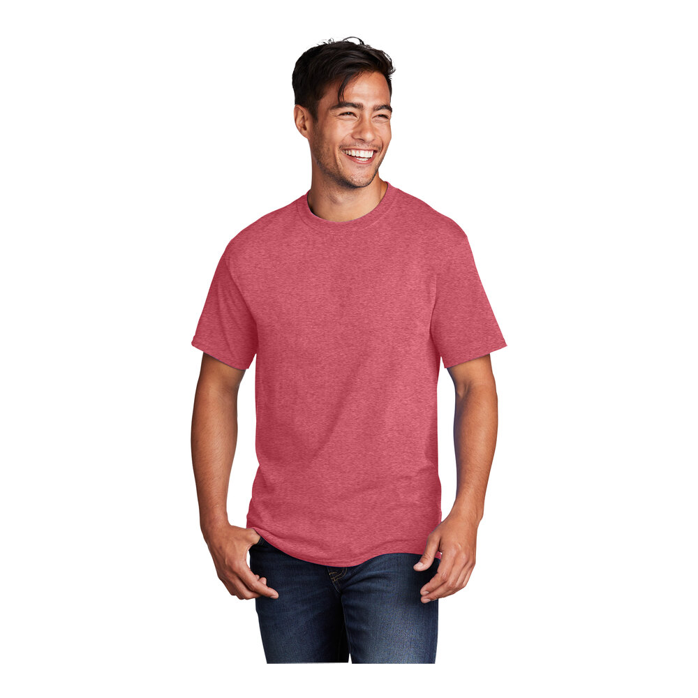 Port & Company PC54 Unisex Customizable Heather Red Short Sleeve T ...