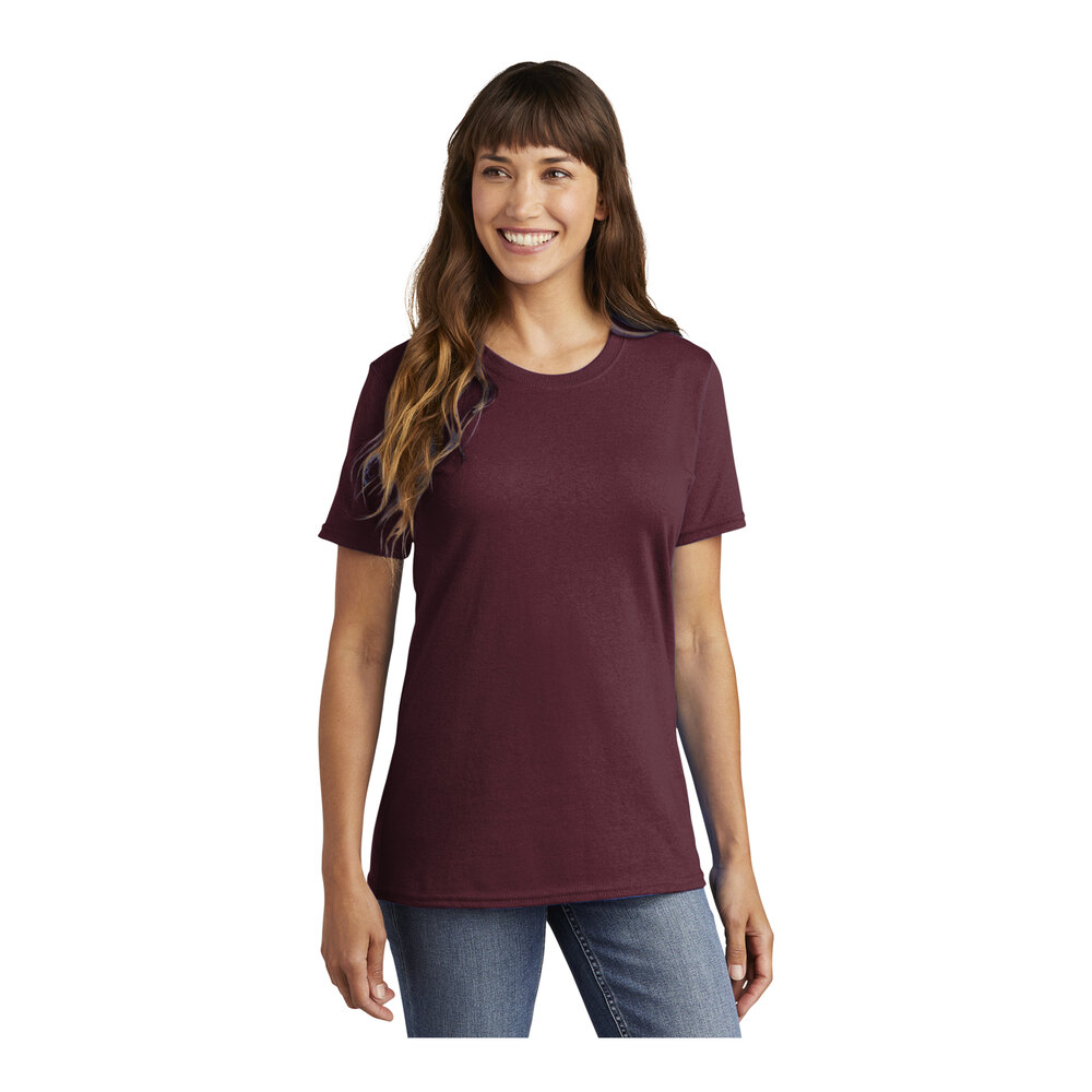 Port & Company LPC54 Women's Customizable Athletic Maroon Short Sleeve ...