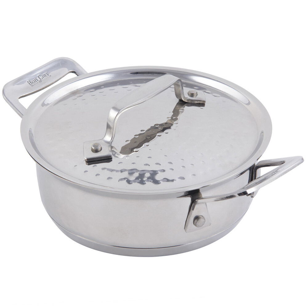 Bon Chef 60027HF Cucina 36 oz. Hammered Finish Stainless Steel Round ...