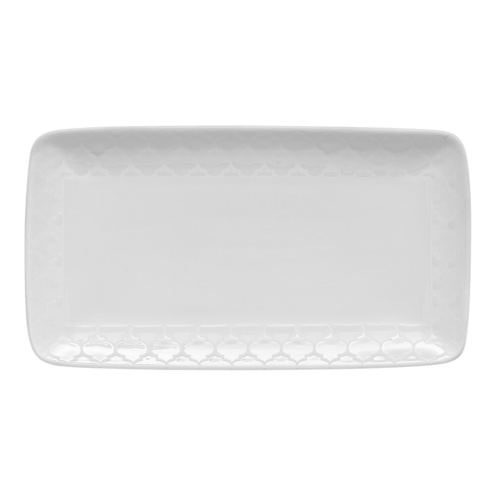 Libbey Samira 11 3/4" x 6 3/8" White Porcelain Rectangular Platter - 12 ...