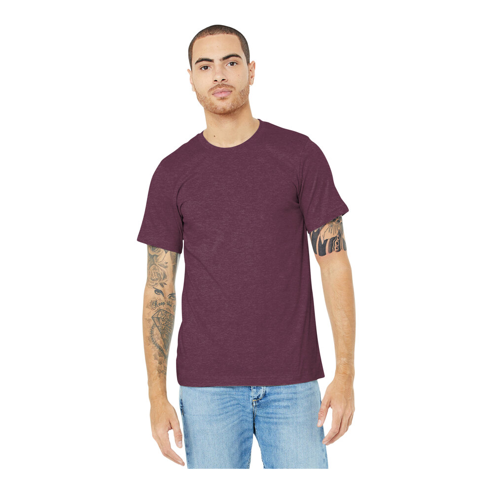 Bella + Canvas BC3001CVC Unisex Heather Maroon Short Sleeve T-Shirt ...