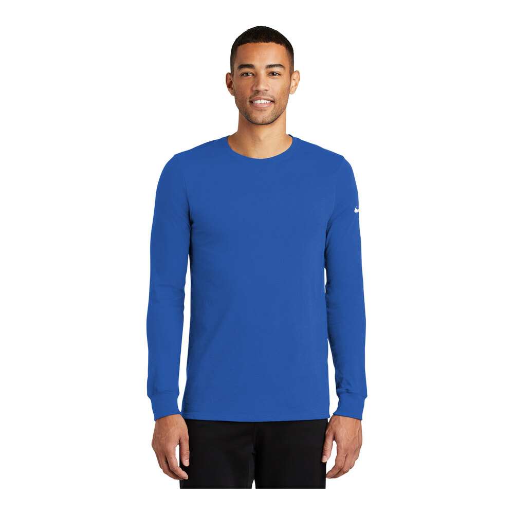 Nike NKBQ5230 Dri-FIT Unisex Customizable Rush Blue Long Sleeve ...