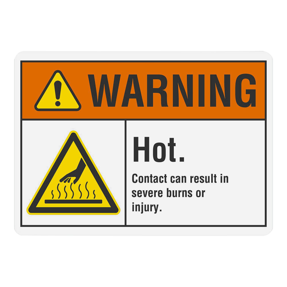 Lavex 14" x 10" Non-Reflective Adhesive Vinyl "Warning / Hot / Contact ...