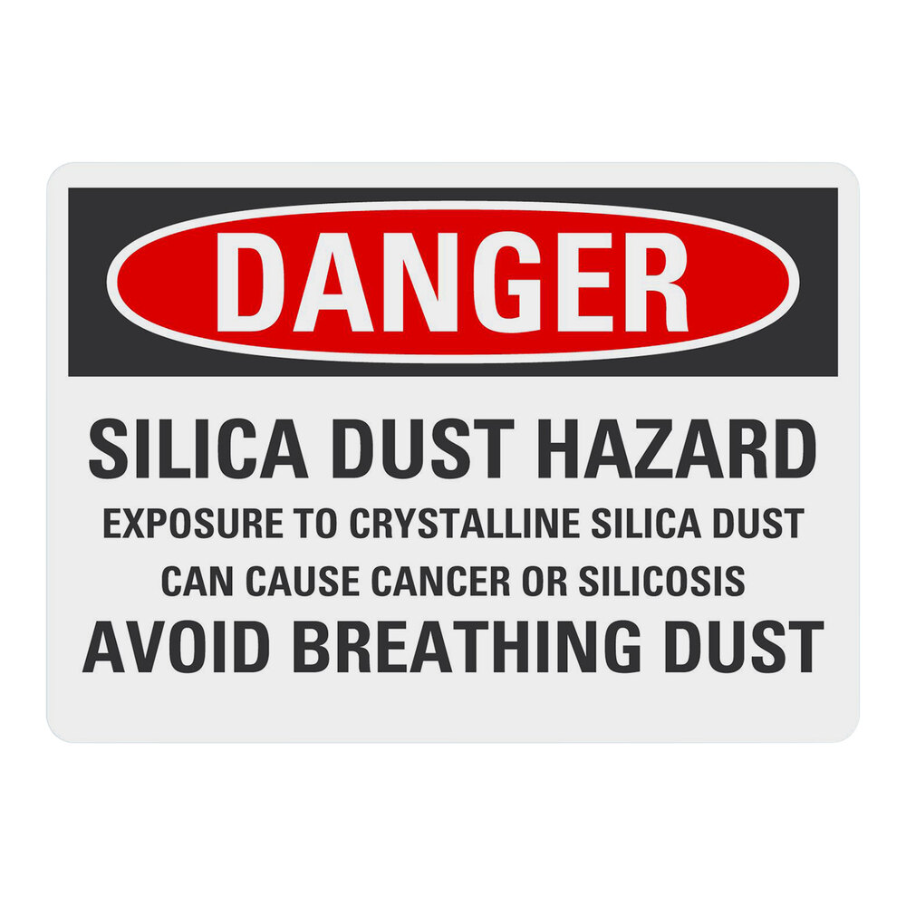 Lavex 10" x 7" Non-Reflective Adhesive Vinyl "Danger / Silica Dust ...