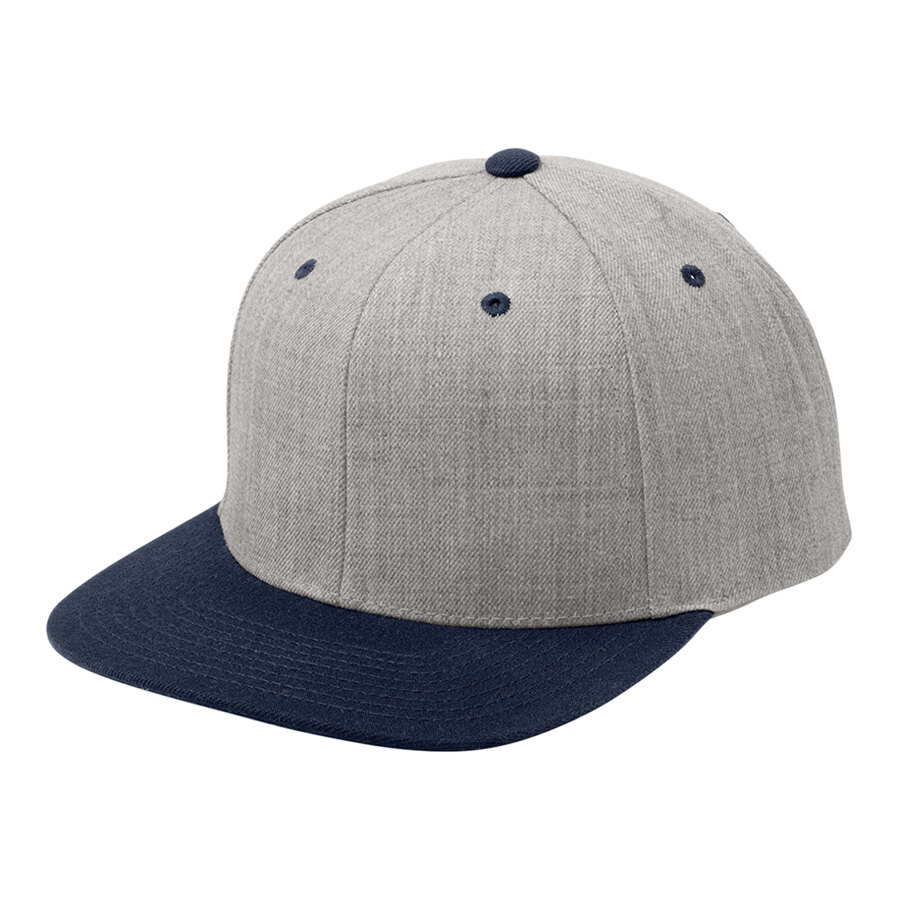 Sport-Tek STC19 Customizable Heather Gray / True Navy 6-Panel Flat Bill ...