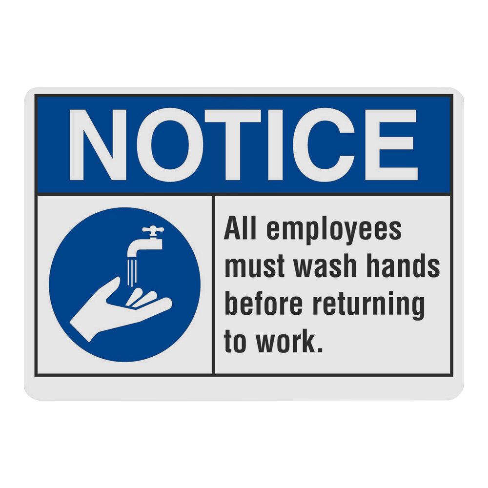 Lavex 10" x 7" Non-Reflective Aluminum "Notice / All Employees Must ...