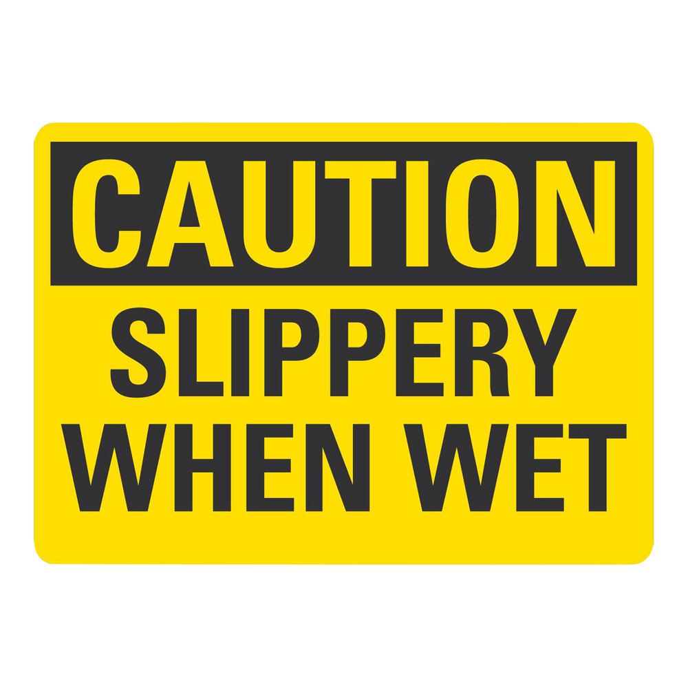Lavex 14" x 10" Non-Reflective Plastic "Caution / Slippery When Wet ...