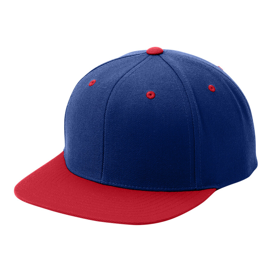 Sport-Tek STC19 Customizable True Royal / True Red 6-Panel Flat Bill ...