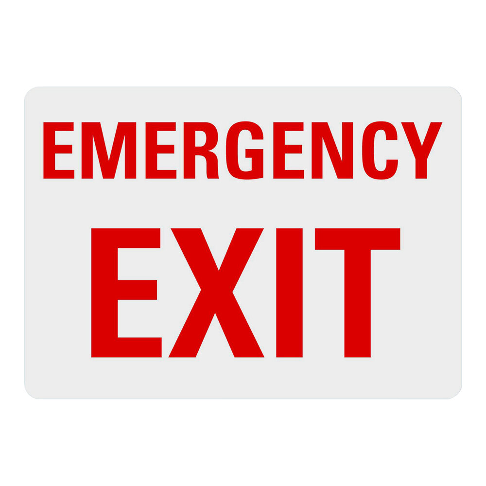 Lavex 14" x 10" White Non-Reflective Aluminum "Emergency Exit" Sign ...