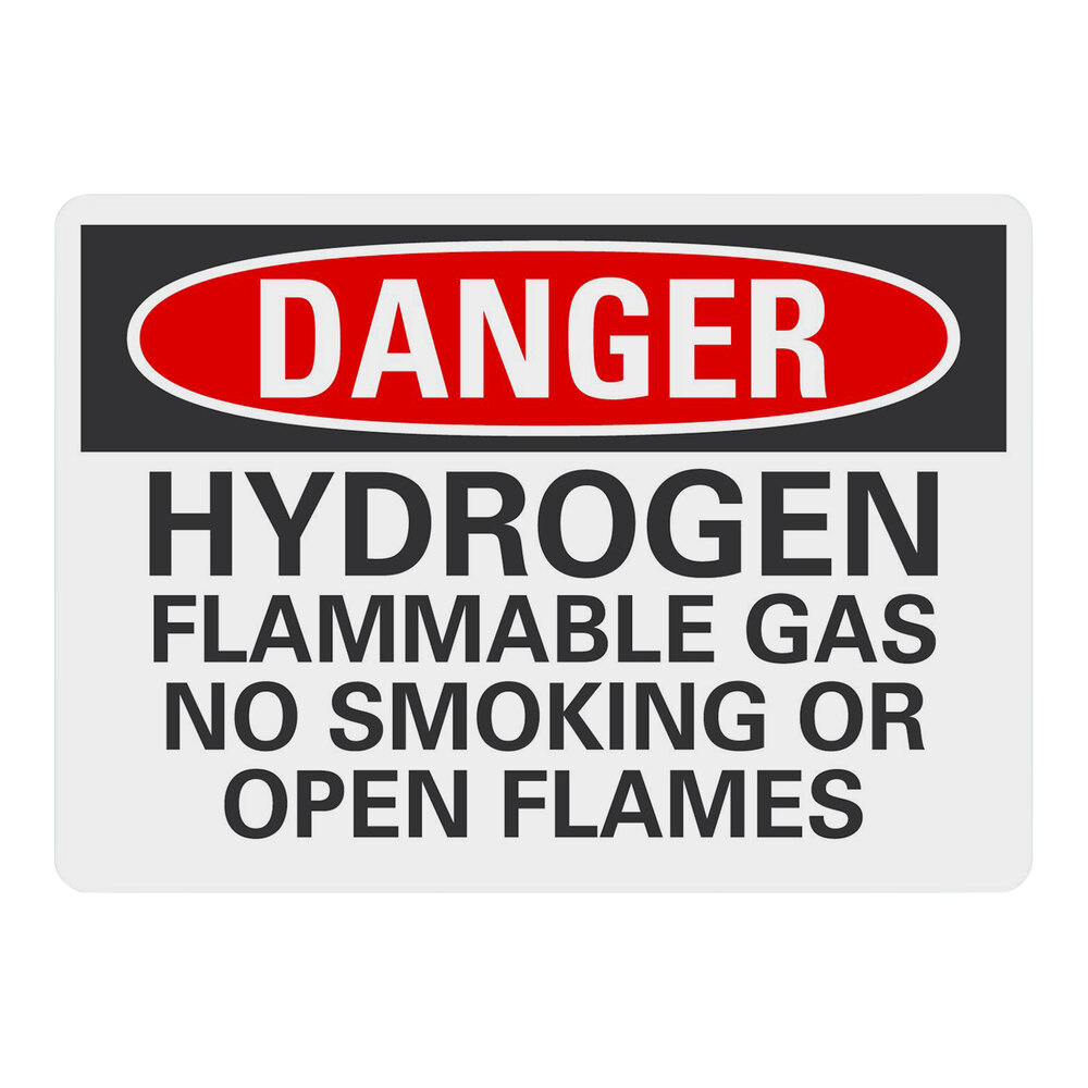 Lavex 10" x 7" Non-Reflective Plastic "Danger / Hydrogen Flammable Gas ...