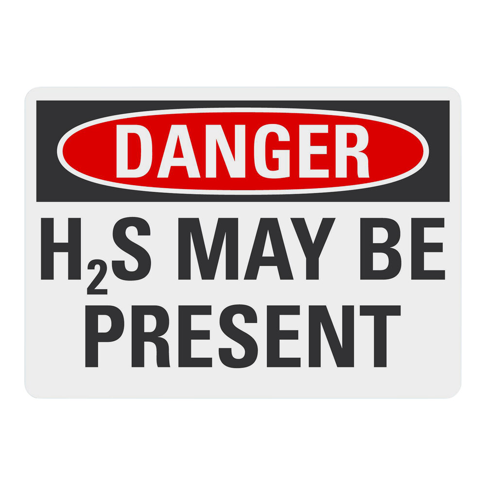 Lavex 10" x 7" Non-Reflective Adhesive Vinyl "Danger / H2S May Be ...