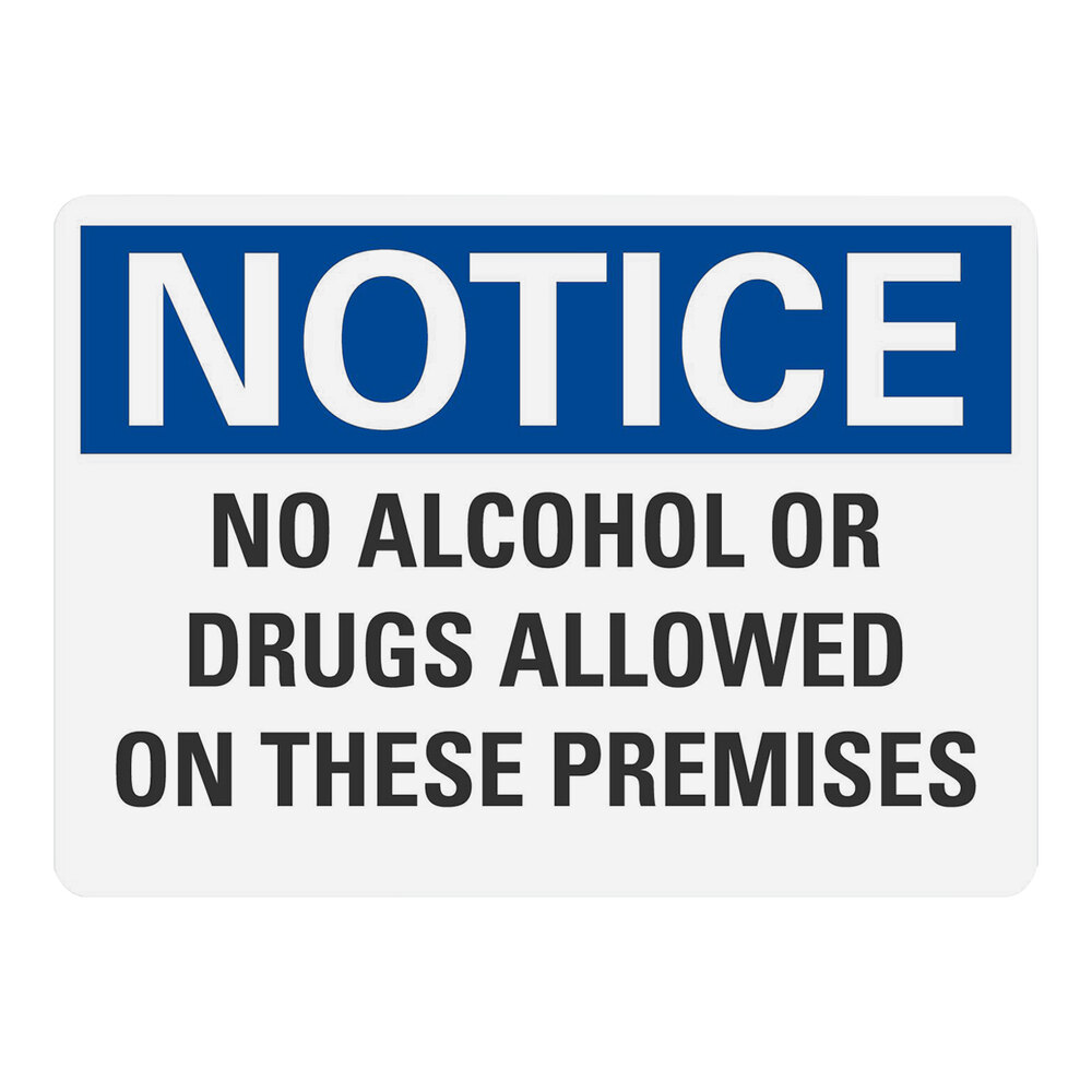 Lavex 14" x 10" Non-Reflective Aluminum "Notice / No Alcohol Or Drugs ...
