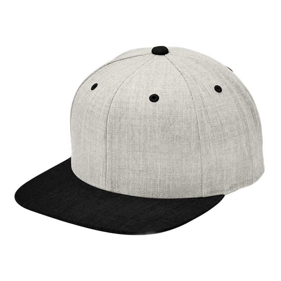 Sport-Tek STC19 Customizable Heather Gray / Black 6-Panel Flat Bill ...
