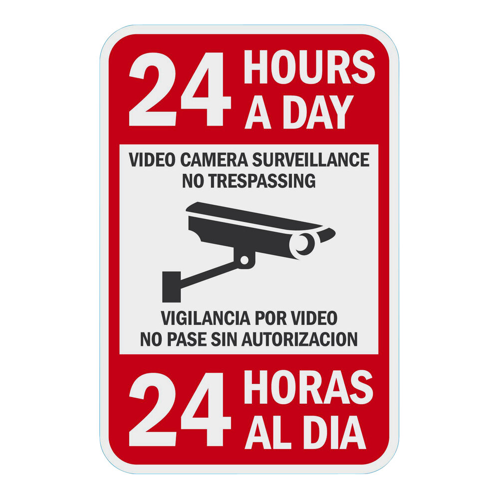 Lavex 18" x 12" Engineer-Grade Reflective Aluminum Bilingual "24 Hours ...