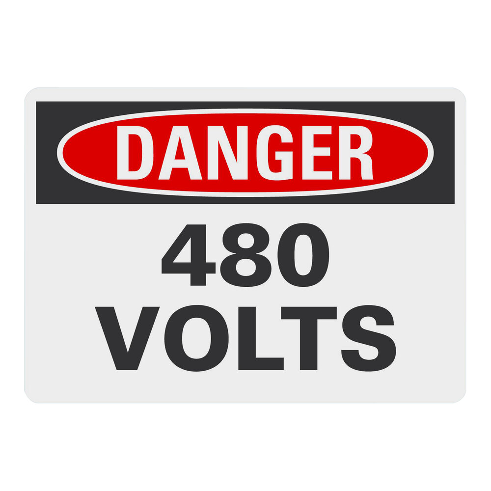 Lavex 14" x 10" Non-Reflective Aluminum "Danger / 480 Volts" Safety Sign