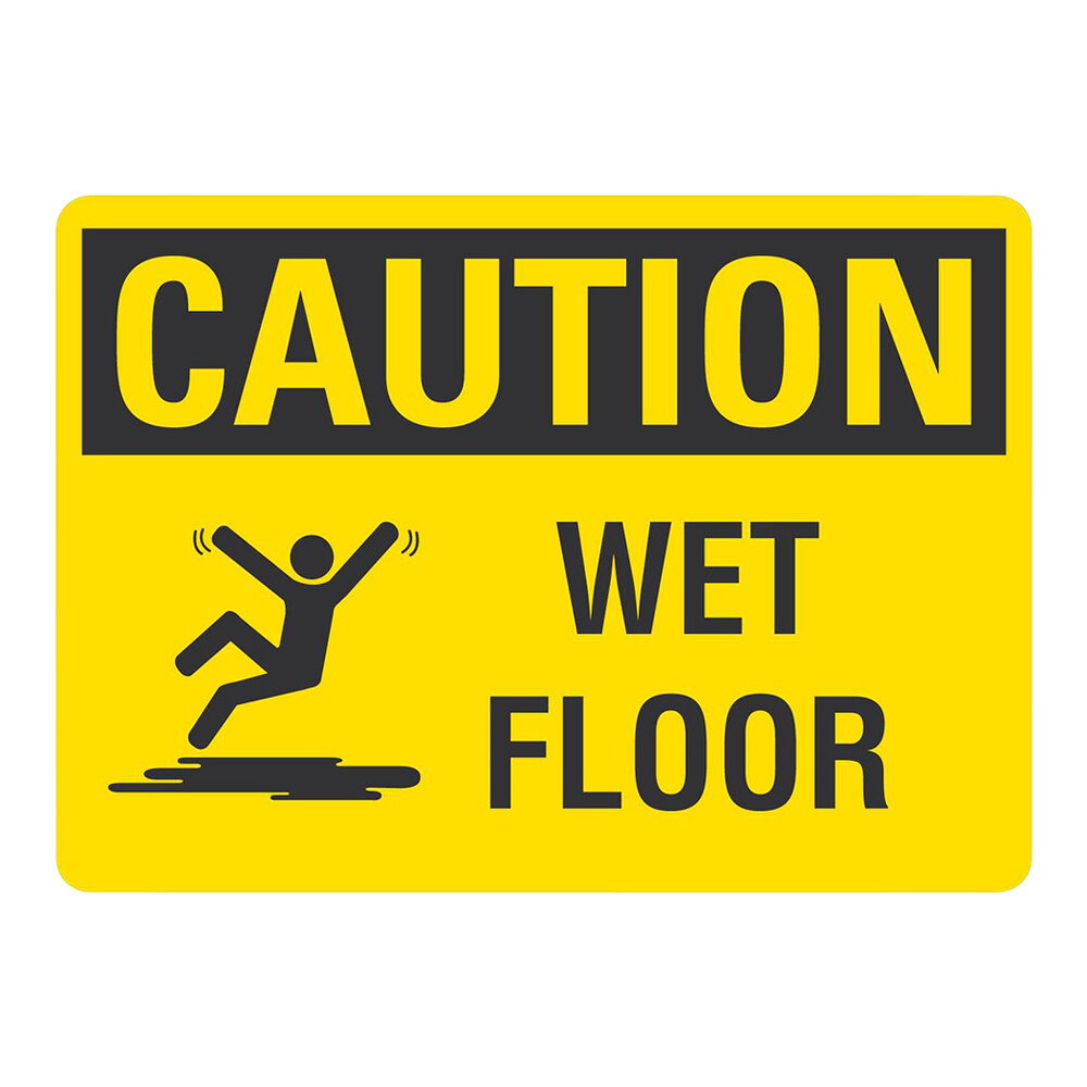 Lavex 14" x 10" Non-Reflective Adhesive Vinyl "Caution / Wet Floor ...