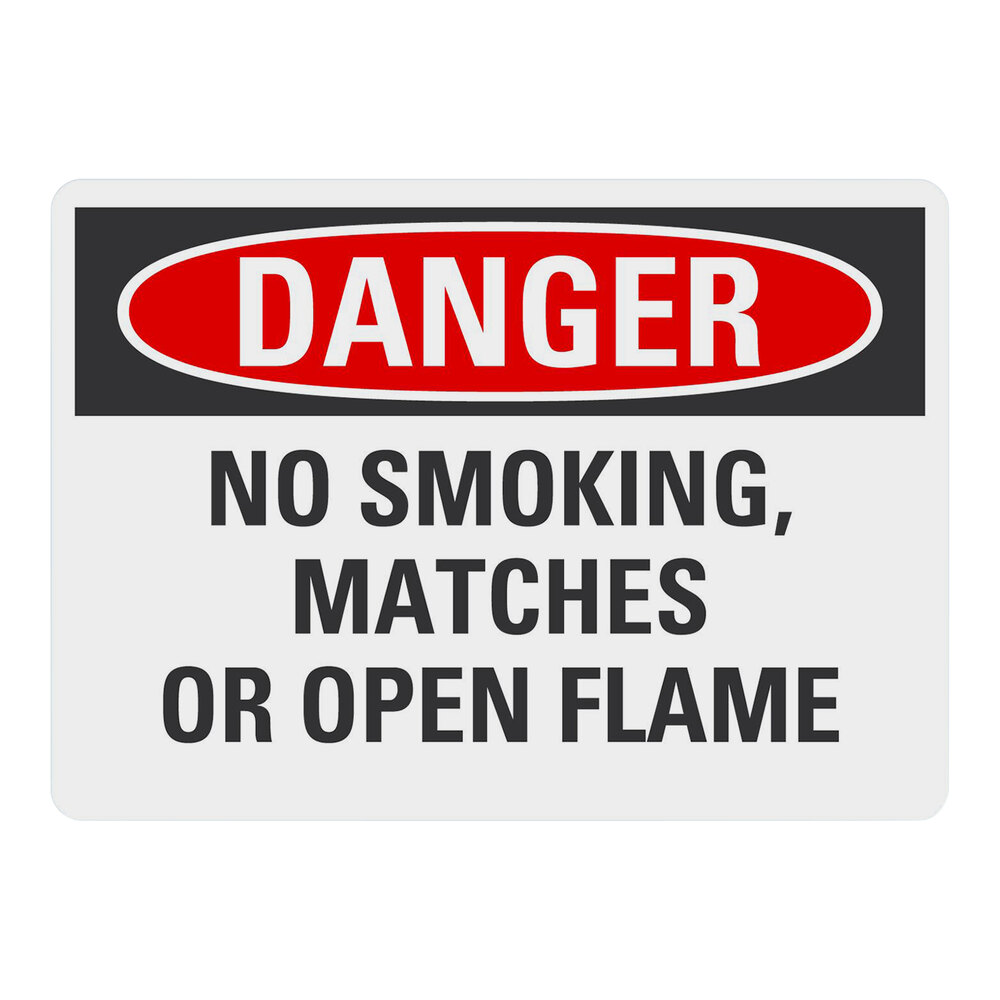Lavex 14" x 10" Non-Reflective Plastic "Danger / No Smoking, Matches Or ...